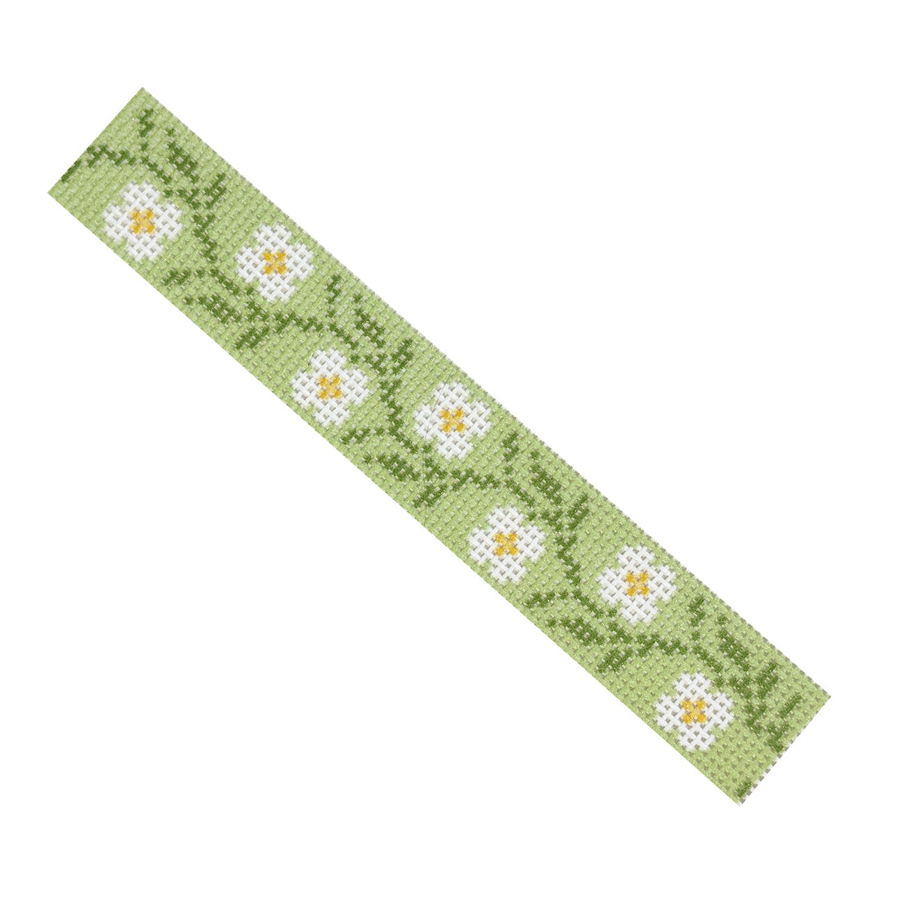 Daisy Chain Fob - Yellow on Green | Needlepoint.Com