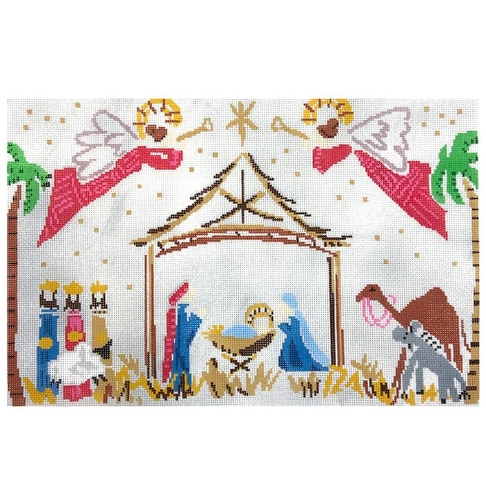 Full Nativity 1 on Gray | Needlepoint.Com