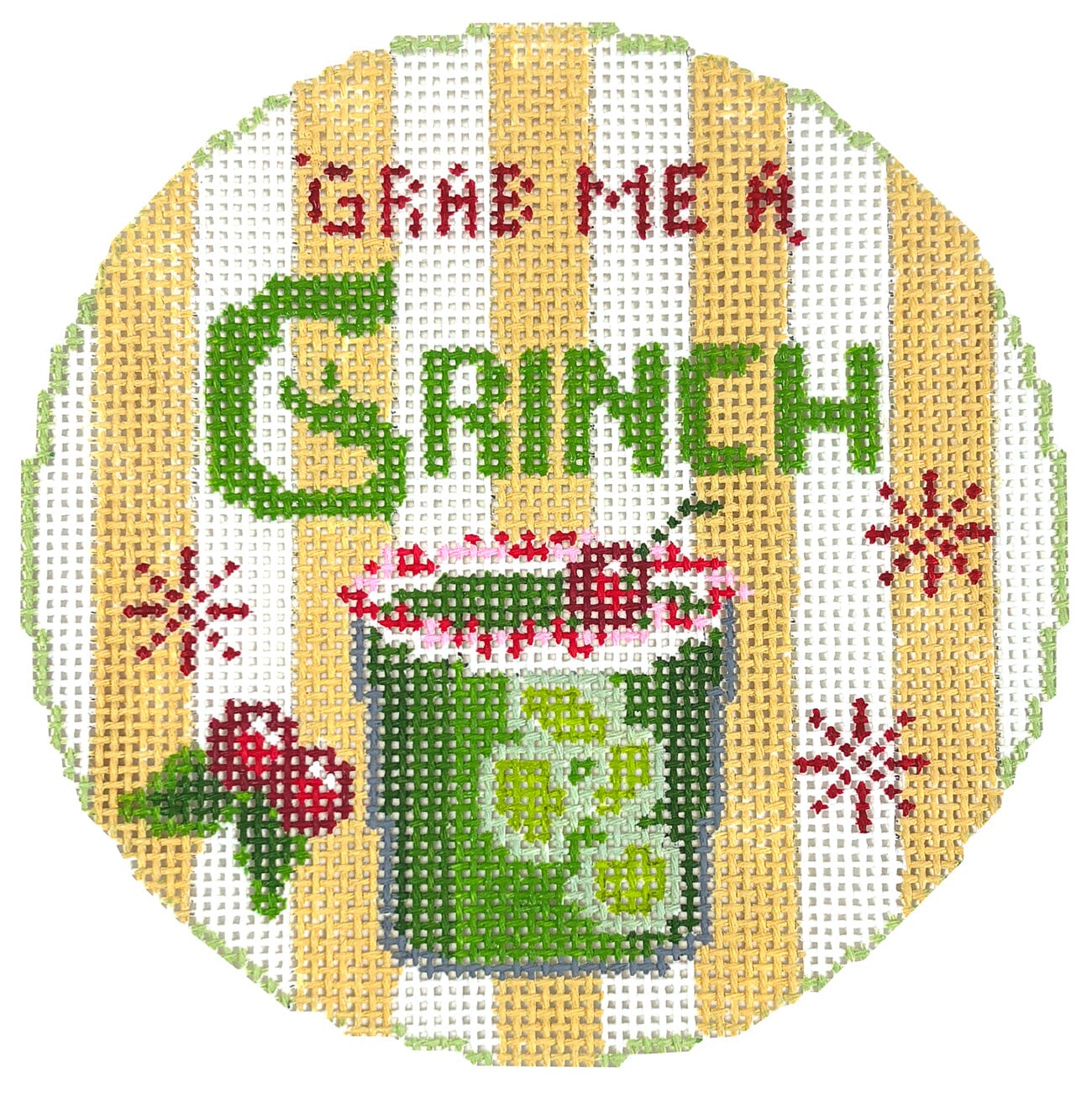Happier Hour Coaster - Grab Me a Grinch | Needlepoint.Com