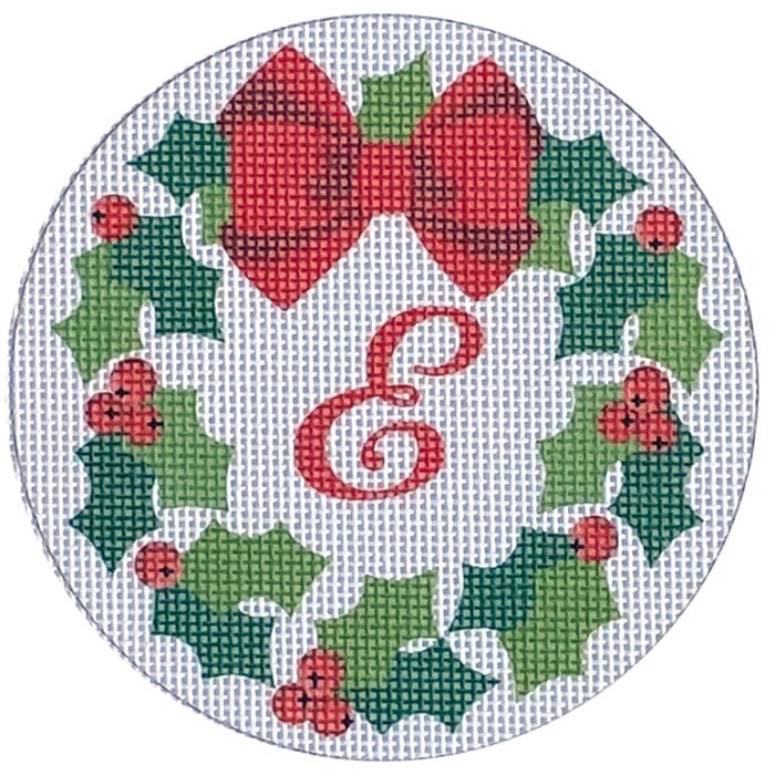 Monogram Wreath E | Needlepoint.Com