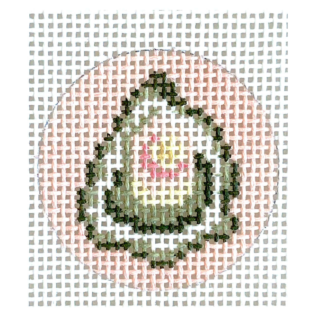 Pink Oyster Round Key Fob Insert | Needlepoint.Com