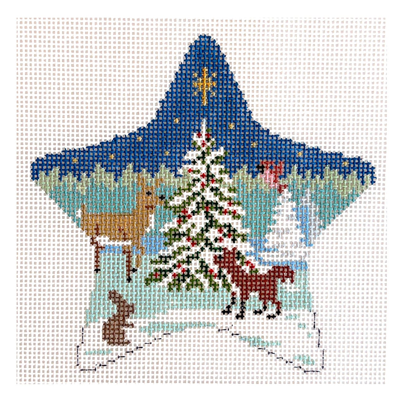 Star, Forest Tree and Animals – Needlepoint.Com
