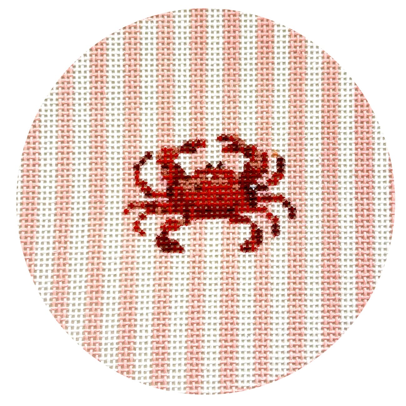 Pink Striped Crab Round | Needlepoint.Com
