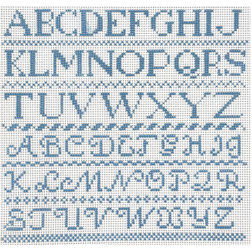 ABC Sampler in Blue | Needlepoint.Com