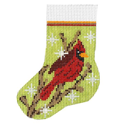 Cardinal Mini Stocking | Needlepoint.Com