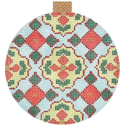 Florentine Bauble - Ice Blue/Red | Needlepoint.Com