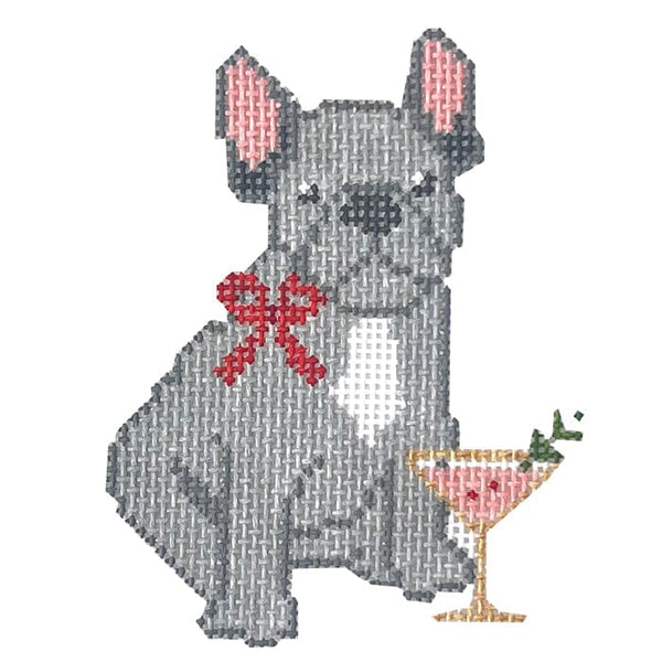 Frenchie w/Red Bow | Needlepoint.Com