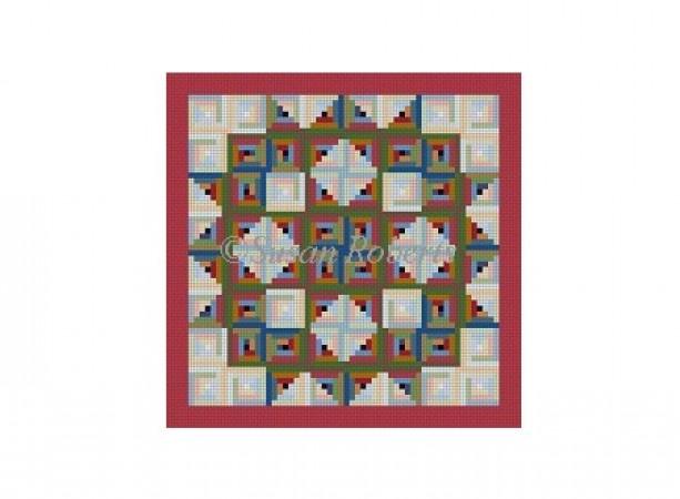 Log Cabin Star, 14x14 Quilt | Needlepoint.Com