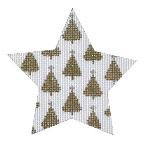 Marlee's Star 5" on 18 - Gold Trees Needlepoint Canvas – Needlepoint.Com