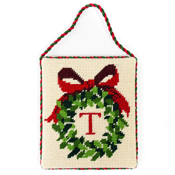 Monogram Wreath with Bow Kit | Needlepoint.Com