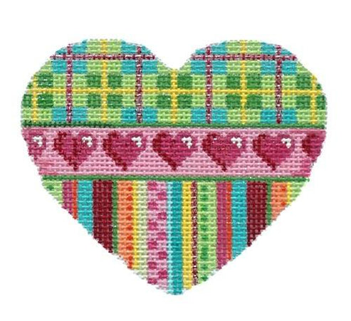 Plaid / Hearts / Stripes Heart | Needlepoint.Com