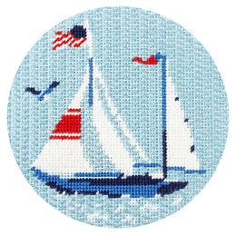 Regatta Round - Sailing Yacht | Needlepoint To Go – Needlepoint.Com
