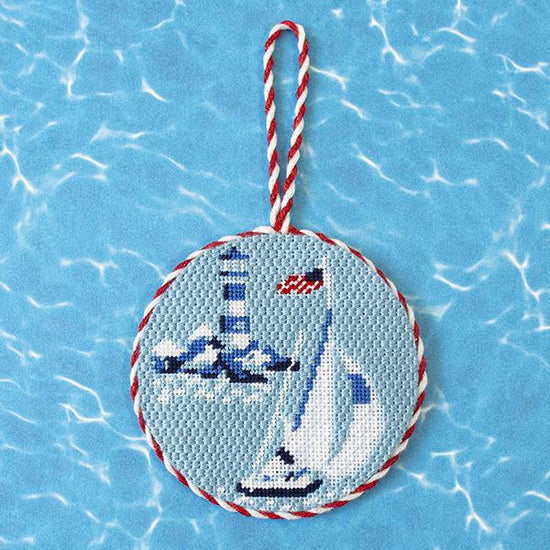 Regatta Round - Yacht & Lighthouse | Needlepoint To Go – Needlepoint.Com