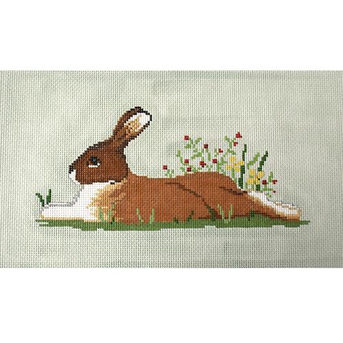 Rabbit in Flowers, Resting – Needlepoint.Com